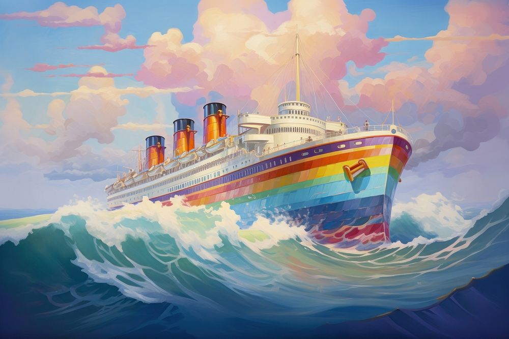 Oceanliner sea watercraft outdoors painting. | Premium Photo ...