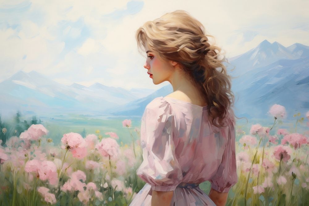 Women side view painting flower | Free Photo Illustration - rawpixel