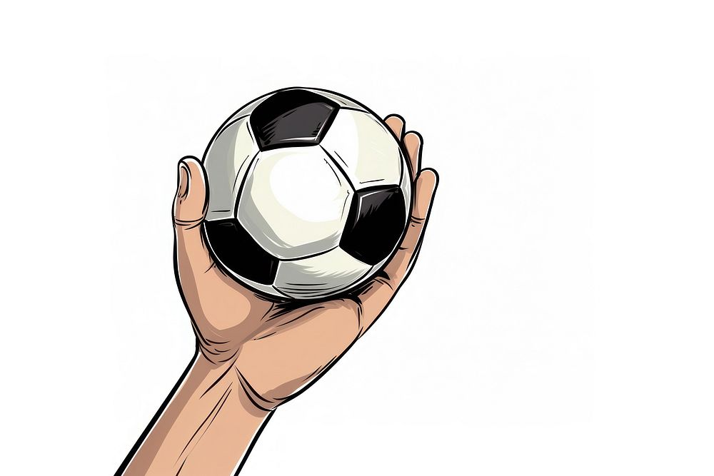 Human hand holding football cartoon | Free Photo Illustration - rawpixel