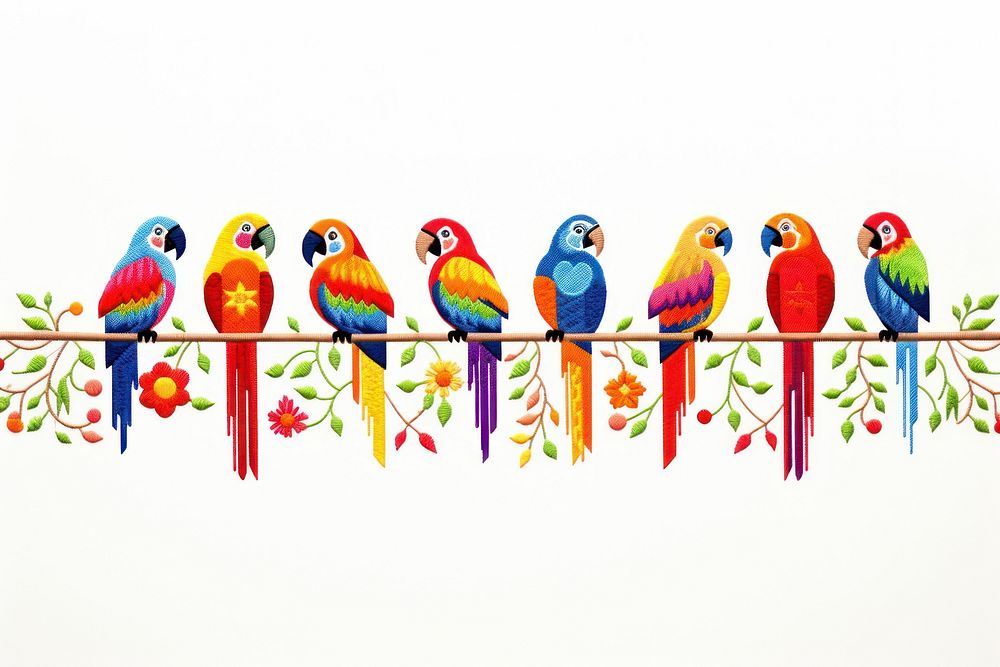 Parrots border embroidery style animal | Free Photo - rawpixel