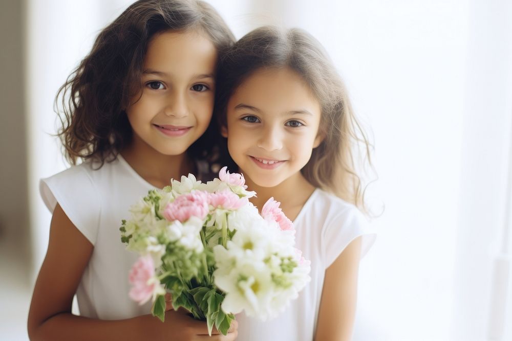 Children holding flowers portrait plant | Free Photo - rawpixel