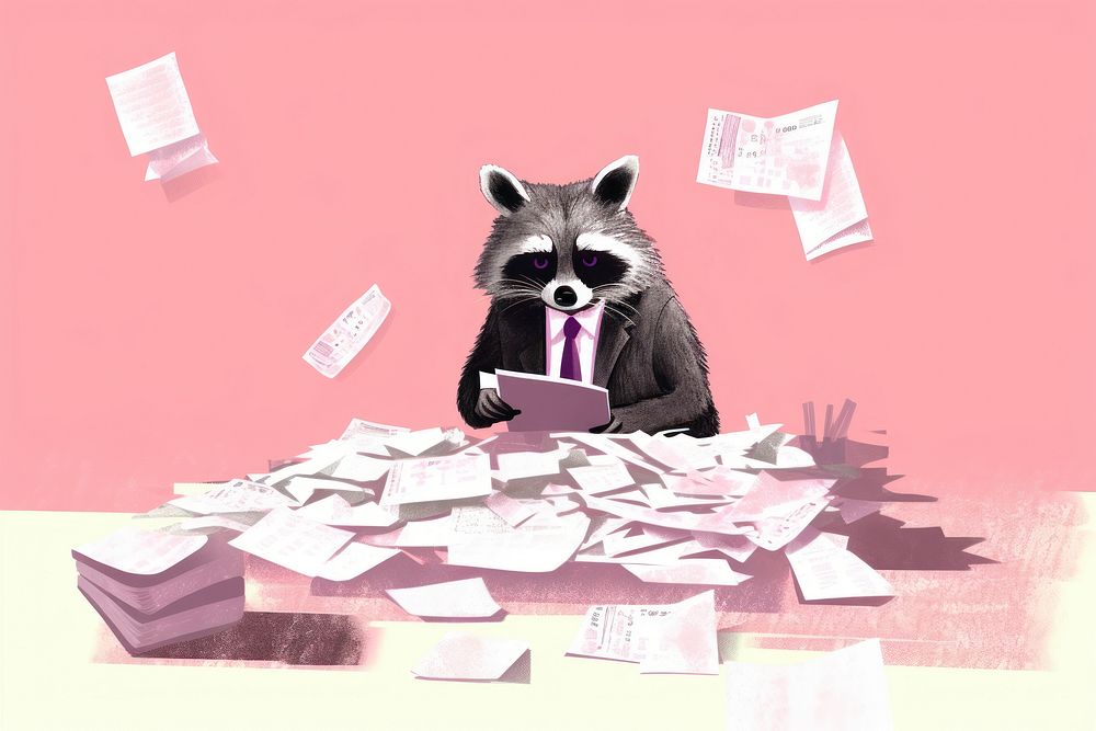 Business raccoon working table animal | Premium Photo Illustration ...
