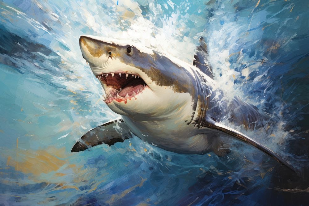 Shark painting animal fish. | Free Photo Illustration - rawpixel