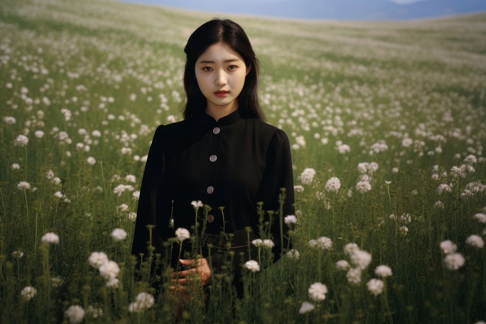 Korean flower field portrait | Free Photo - rawpixel