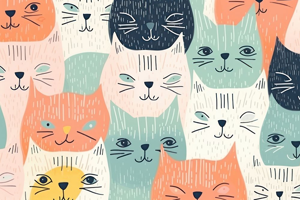 Cat backgrounds pattern cartoon. AI | Free Photo Illustration - rawpixel