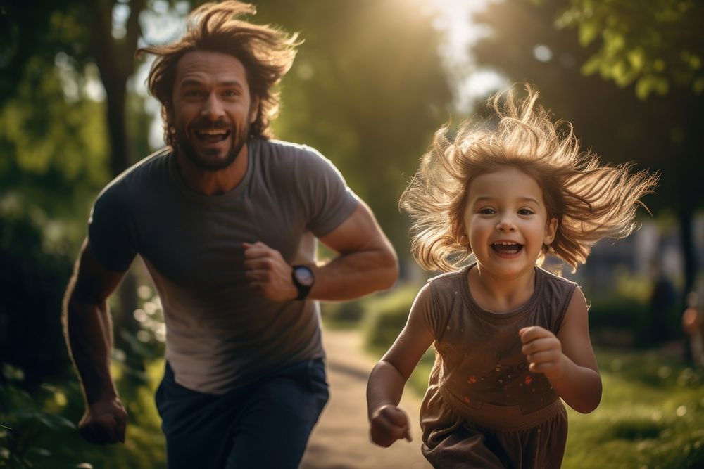 Girl and his father running | Premium Photo - rawpixel