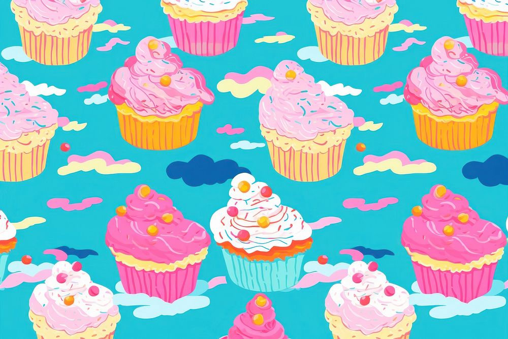 Cupcake backgrounds dessert pattern. AI | Premium Photo Illustration ...