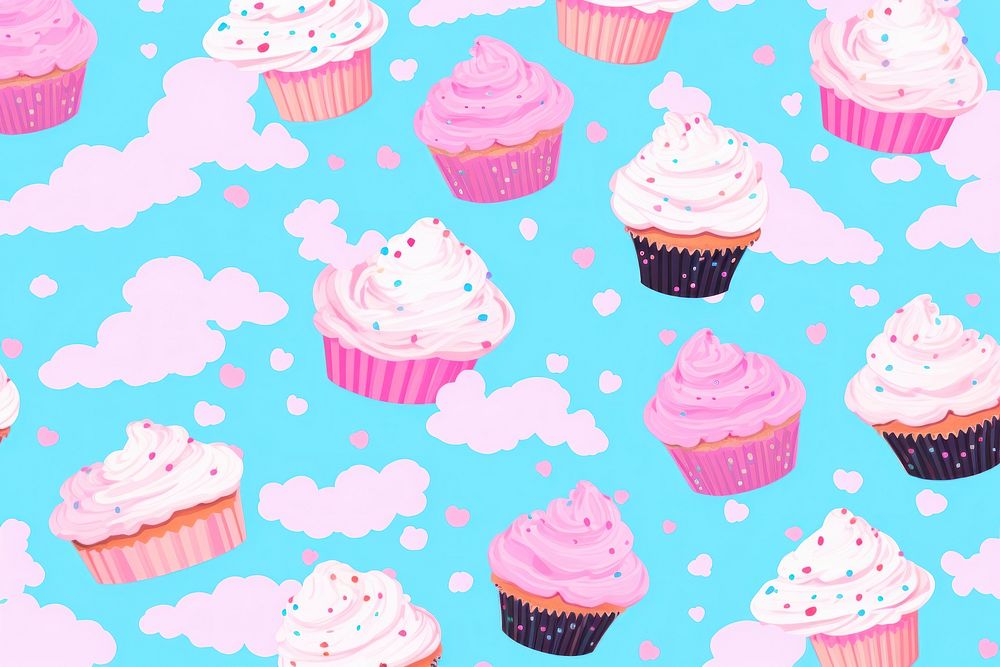 Cupcake backgrounds dessert pattern. AI | Premium Photo Illustration ...