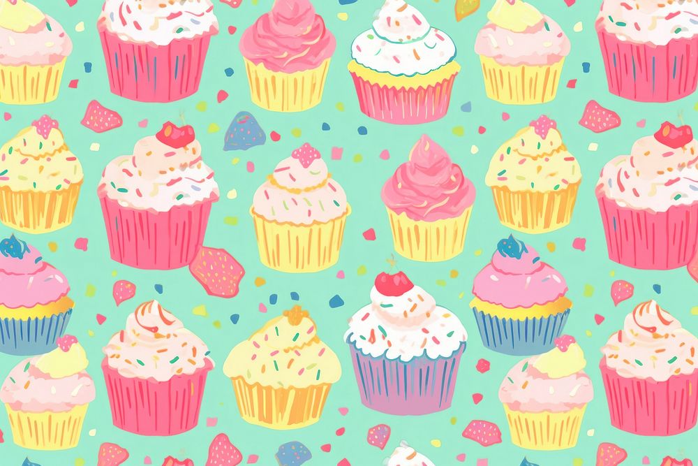 Cupcake backgrounds dessert pattern. AI | Premium Photo Illustration ...