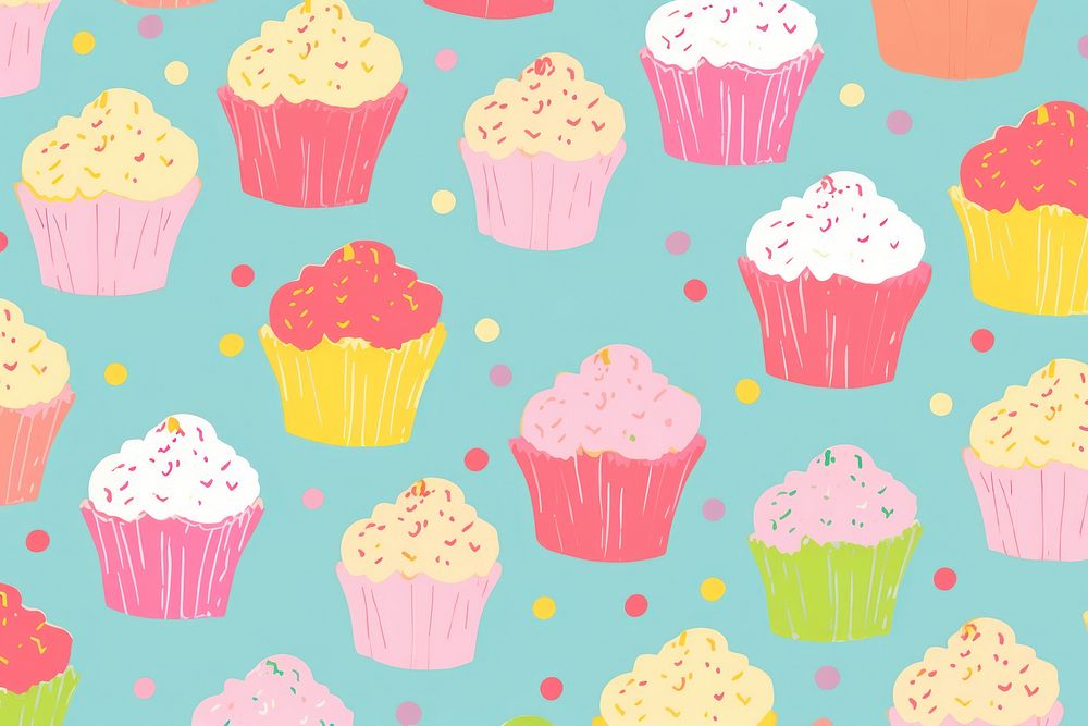 Cupcake backgrounds dessert pattern. AI | Free Photo Illustration ...