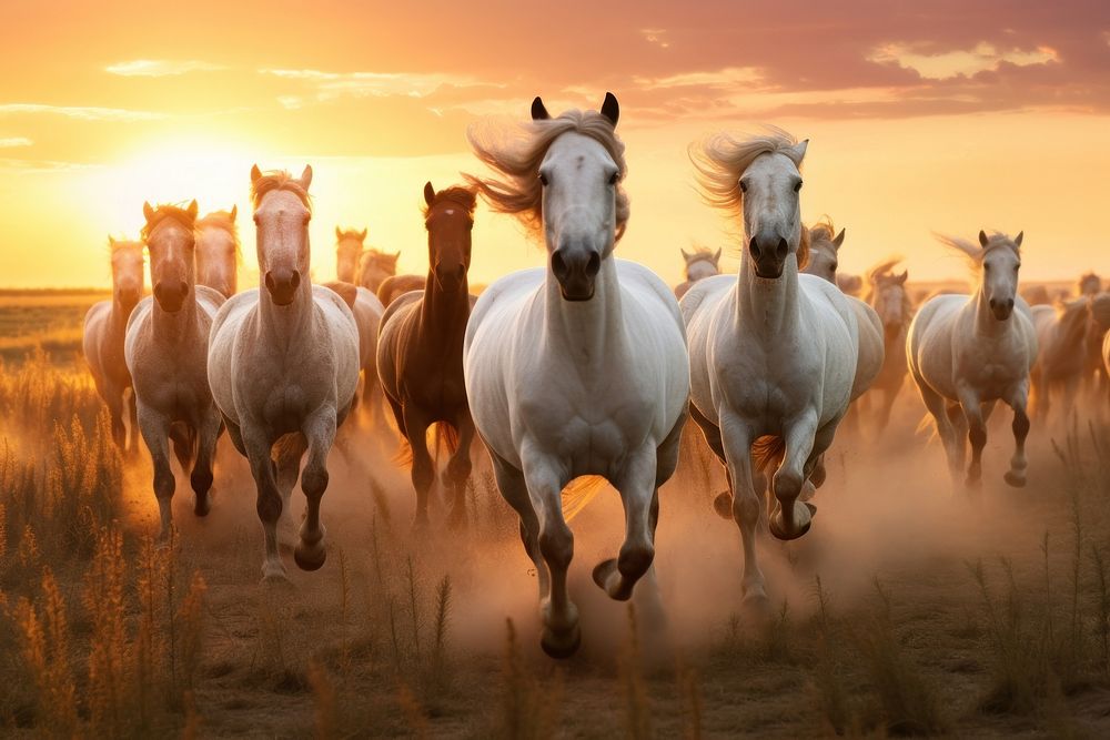 Herd stallions outdoors running animal. | Free Photo - rawpixel