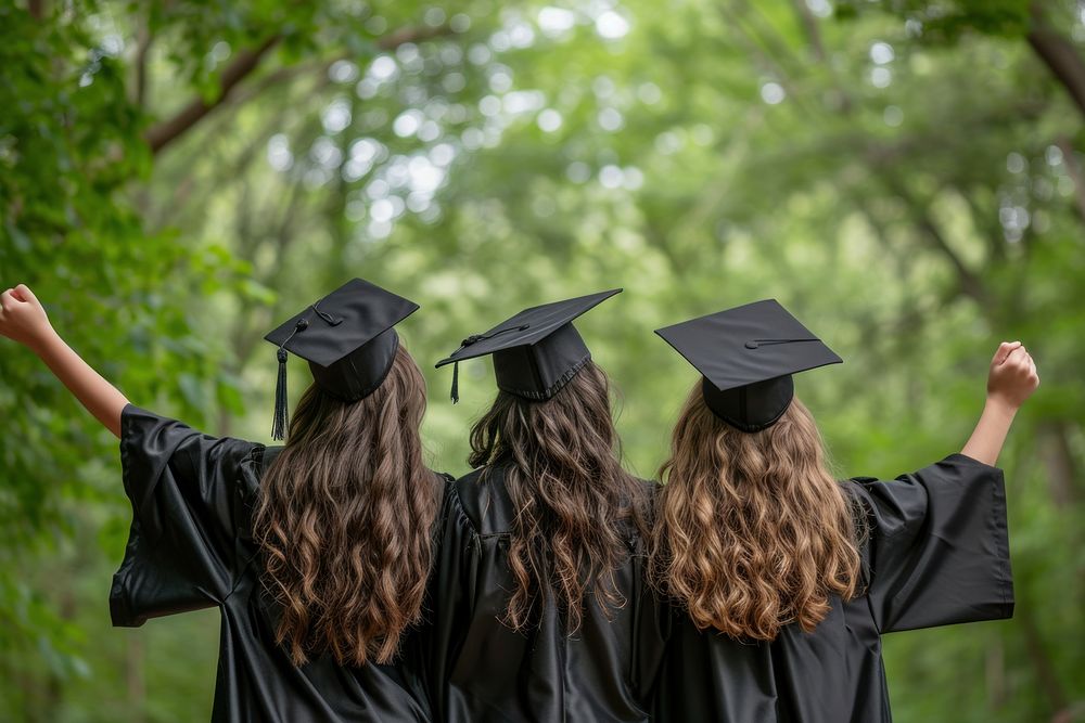 Three college graduations girls celebrating | Free Photo - rawpixel