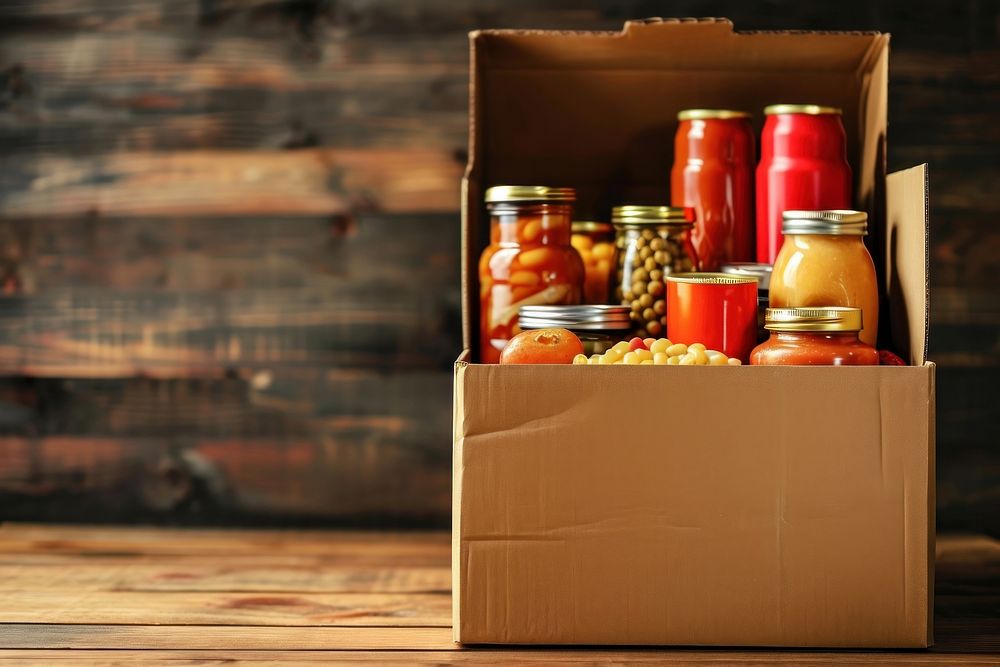 Canned goods box table food. | Free Photo - rawpixel