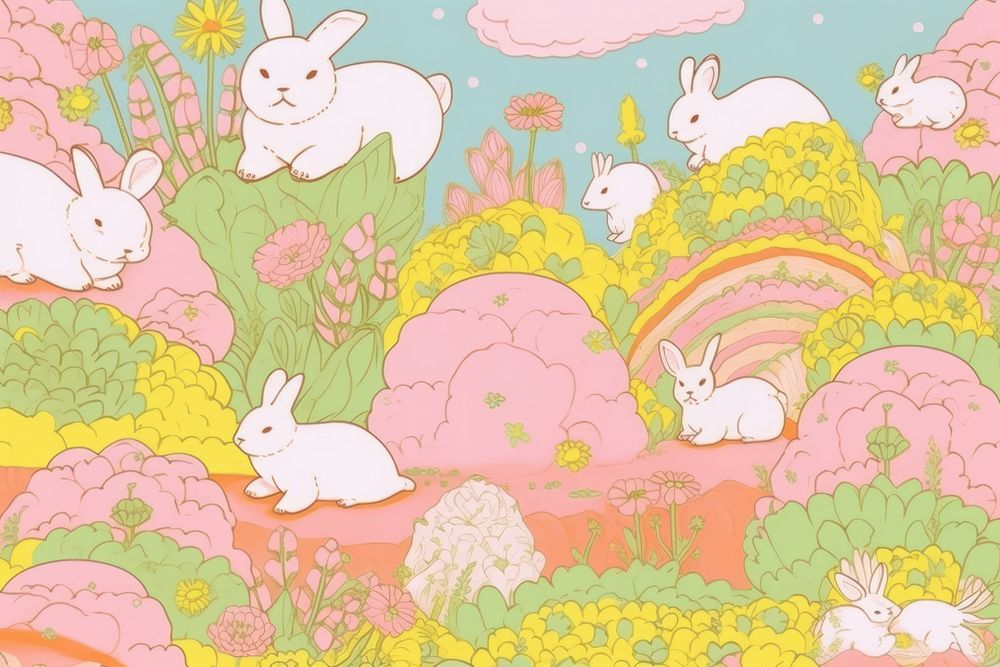 Rabbit backgrounds pattern cartoon. AI | Premium Photo Illustration ...