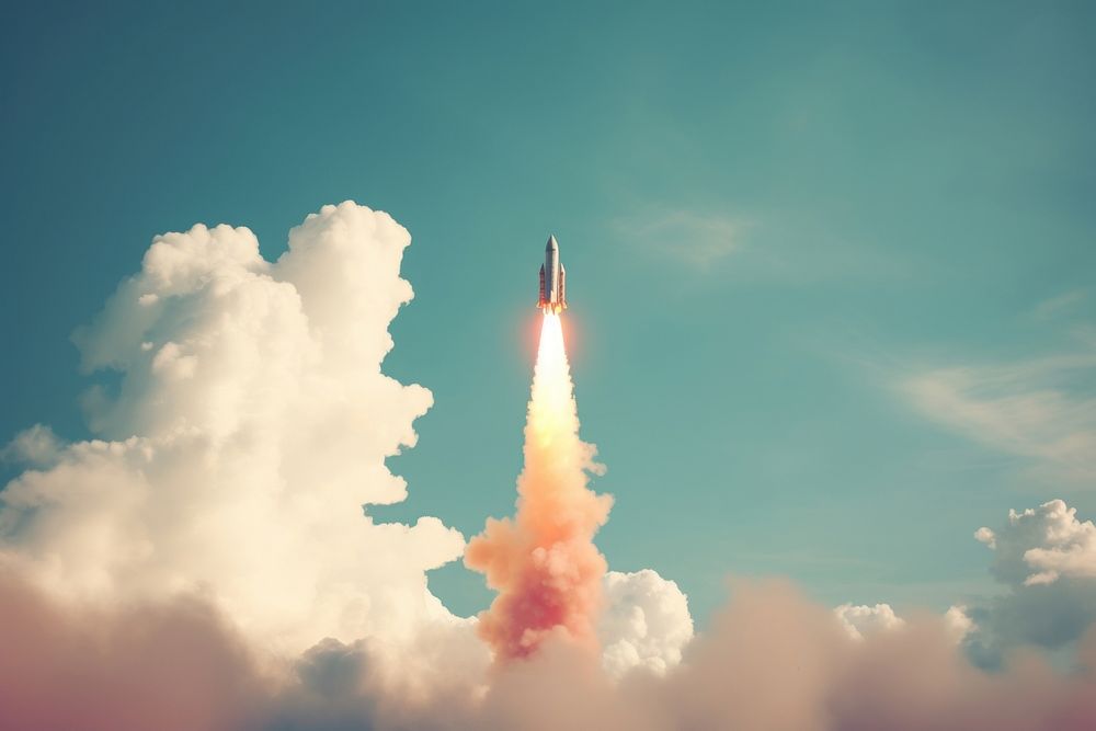 Rocket shaped as clouds sky | Free Photo - rawpixel
