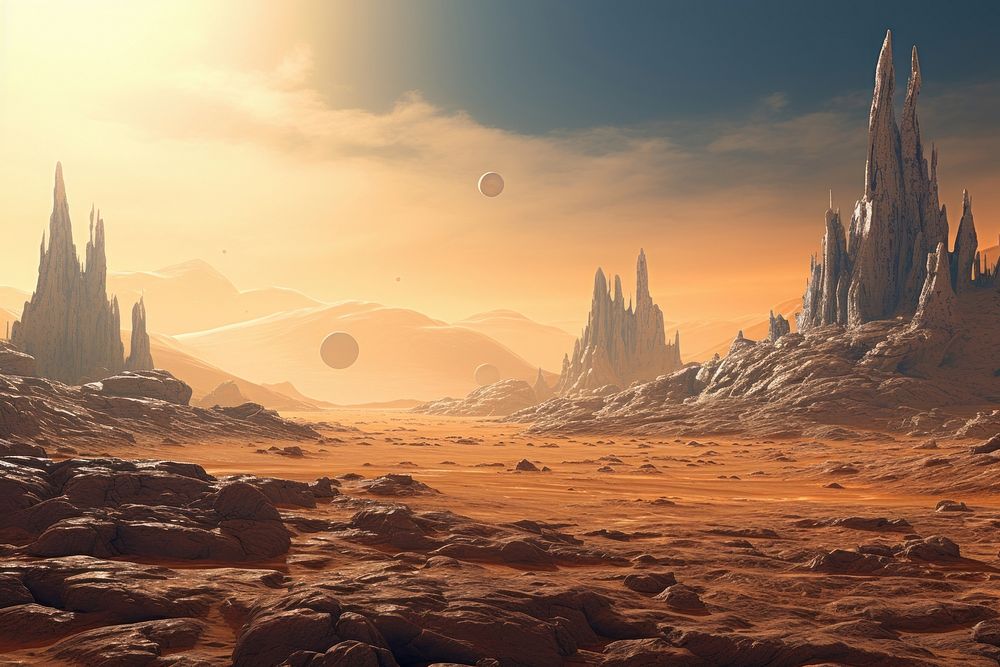 Alien world landscape outdoors nature. | Premium Photo Illustration ...