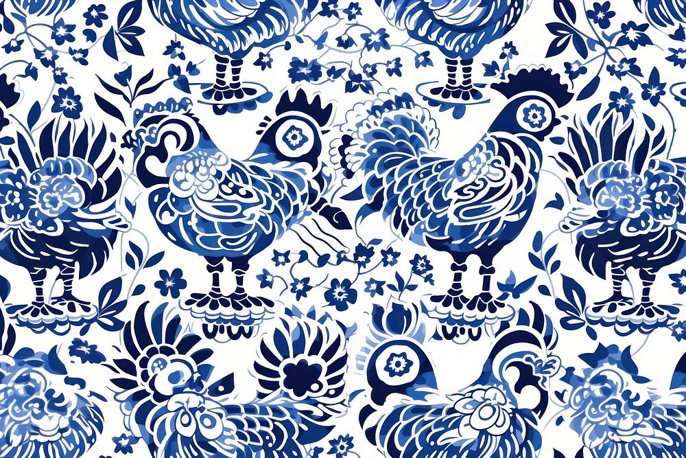 Tile pattern chicken art backgrounds | Free Photo Illustration - rawpixel