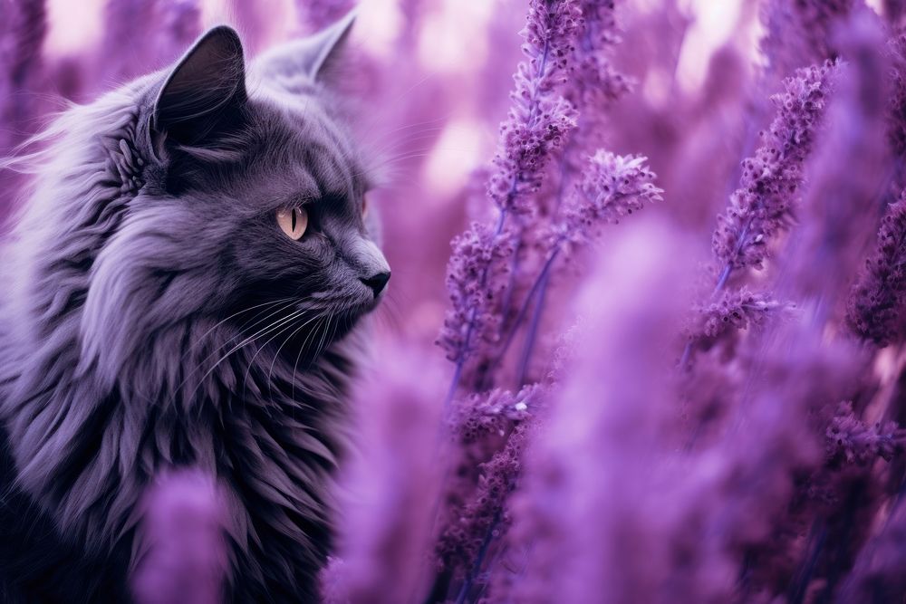 A cat purple lavender animal. | Premium Photo - rawpixel
