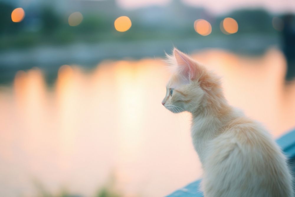 cat waching sunset animal mammal | Premium Photo - rawpixel