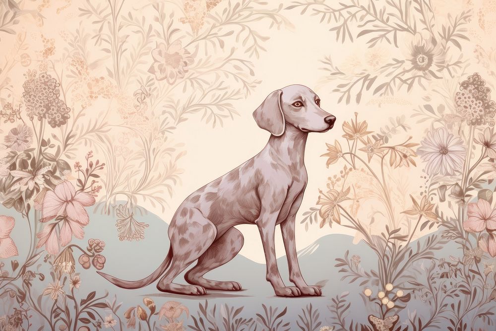 Happy dog wallpaper drawing animal. | Free Photo Illustration - rawpixel