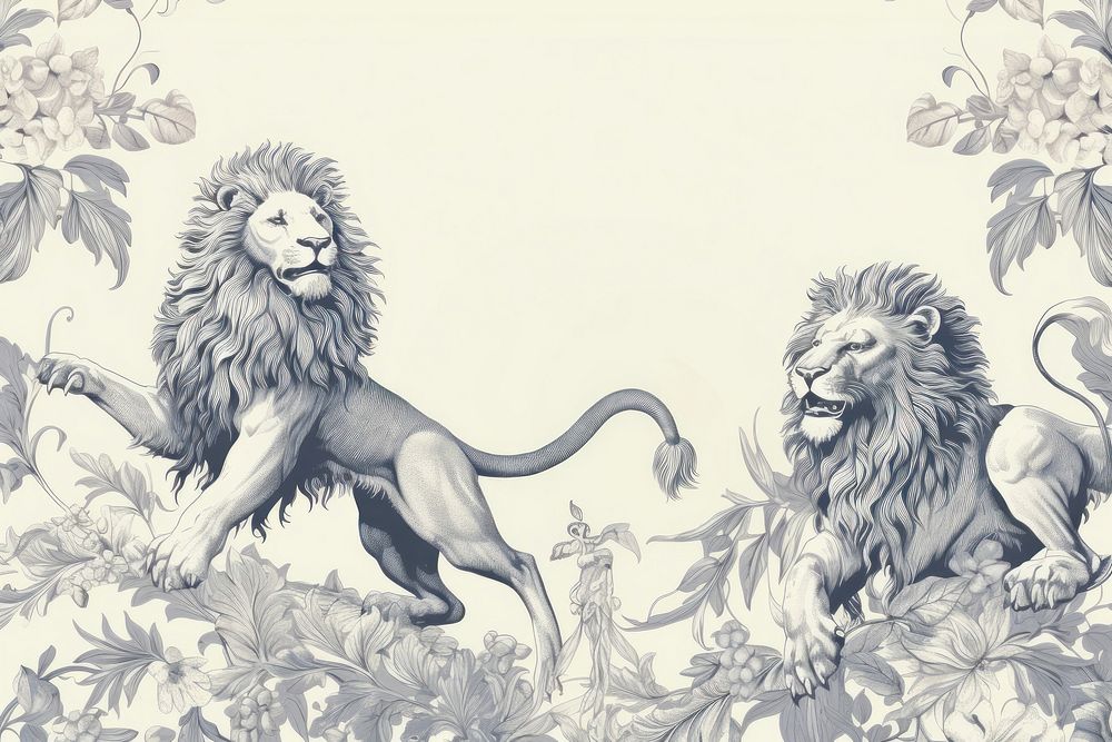 Two lion fighting drawing animal | Free Photo Illustration - rawpixel