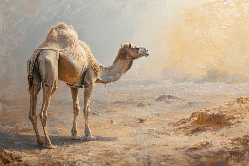 Painting art camel landscape wildlife | Premium Photo Illustration ...