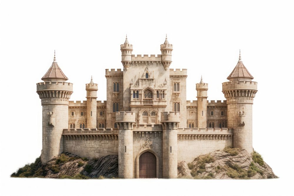 Castle architecture building white background. | Premium Photo ...