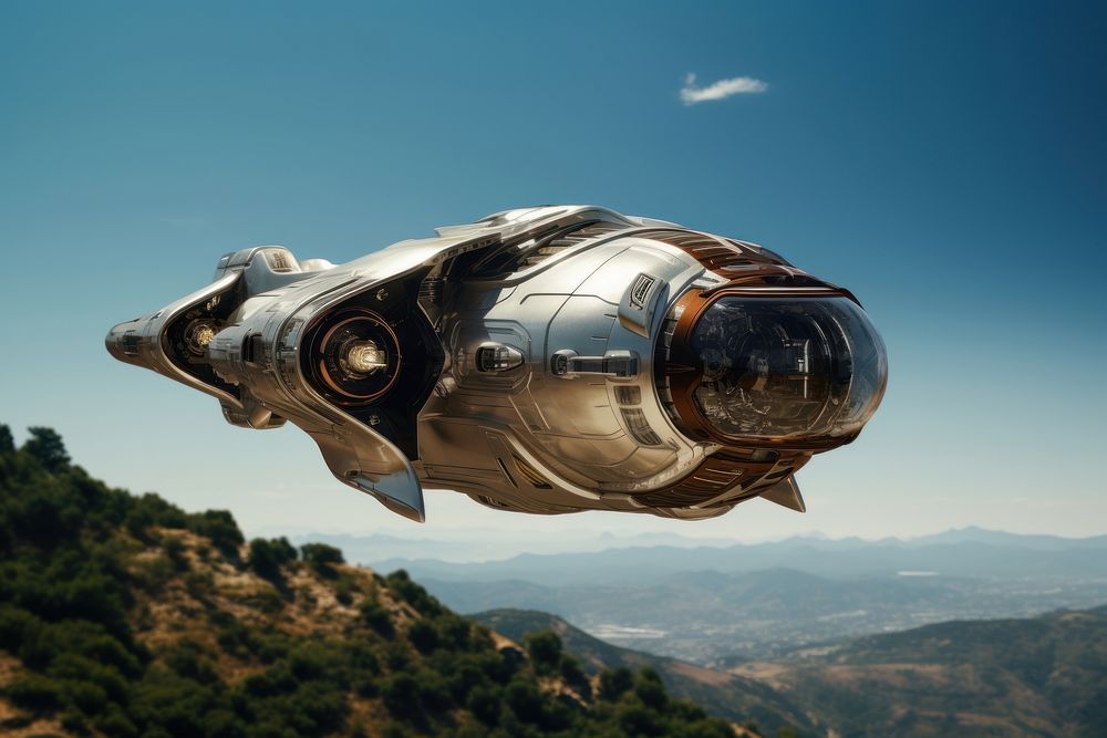 Flying spaceship aircraft vehicle transportation. | Free Photo - rawpixel