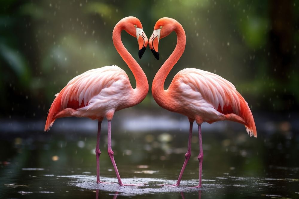 Two flamingos are making heart | Free Photo - rawpixel