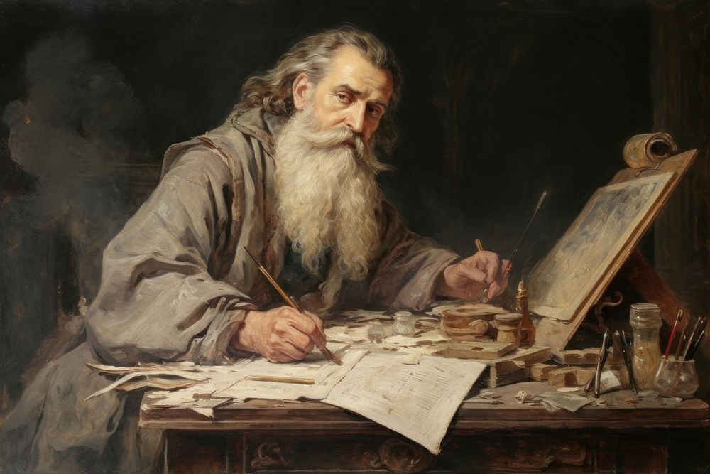 A wizard painting art adult. | Free Photo Illustration - rawpixel