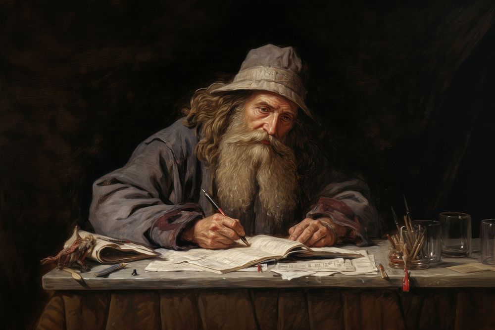 A wizard painting art table. | Free Photo Illustration - rawpixel