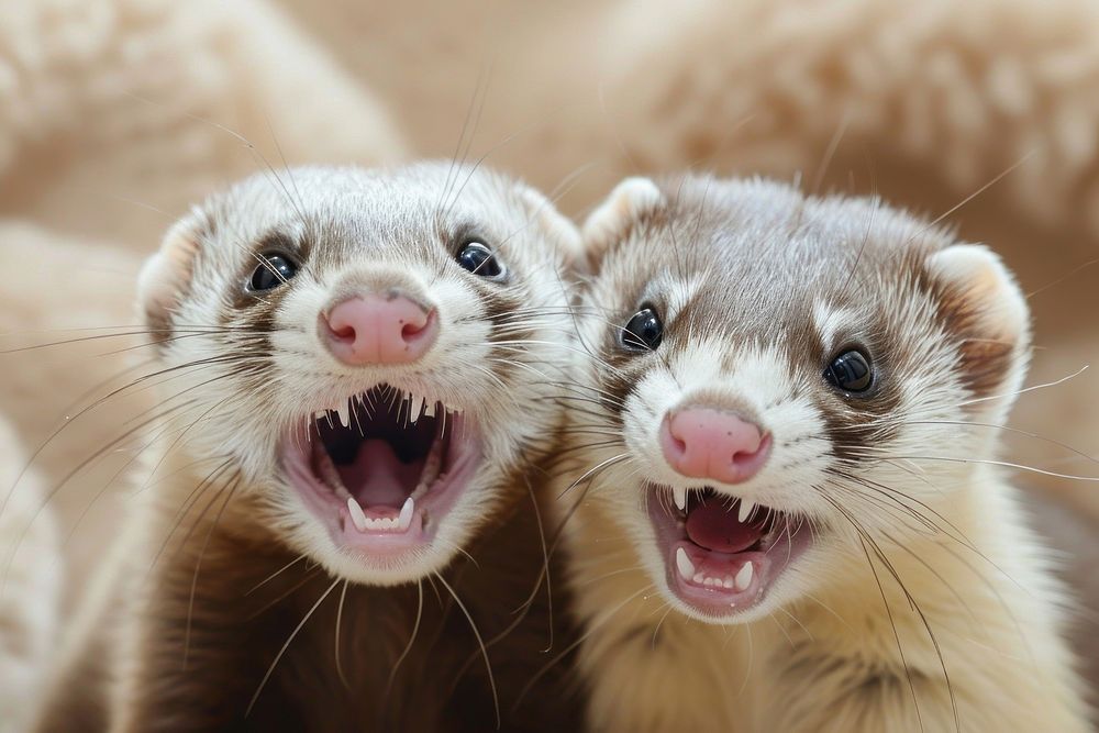 2 ferrets animal mammal cute. | Free Photo - rawpixel