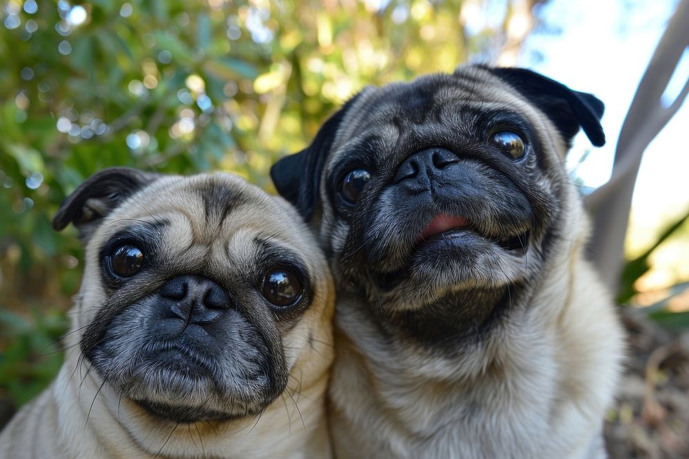 2 pugs animal mammal cute. | Free Photo - rawpixel