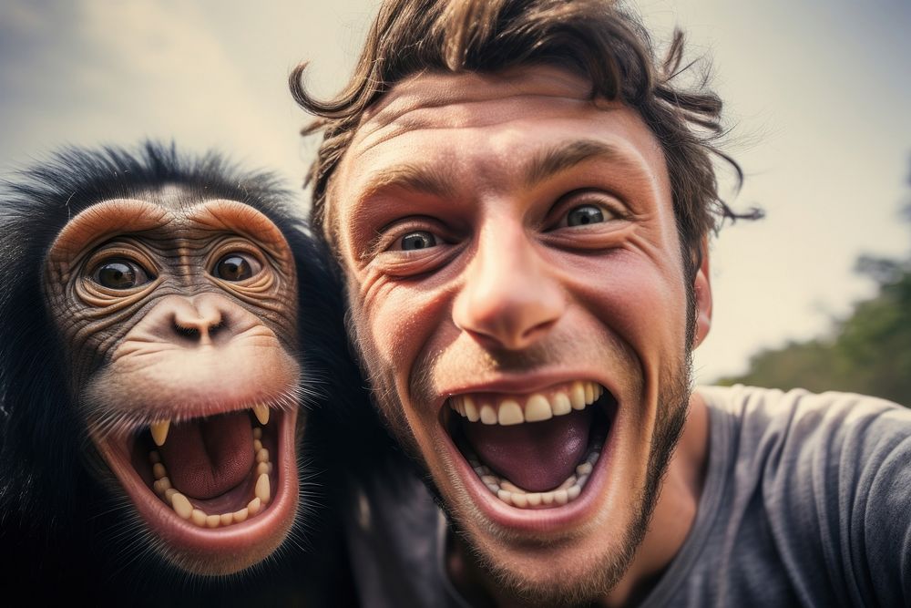man and monkey animal wildlife | Free Photo - rawpixel
