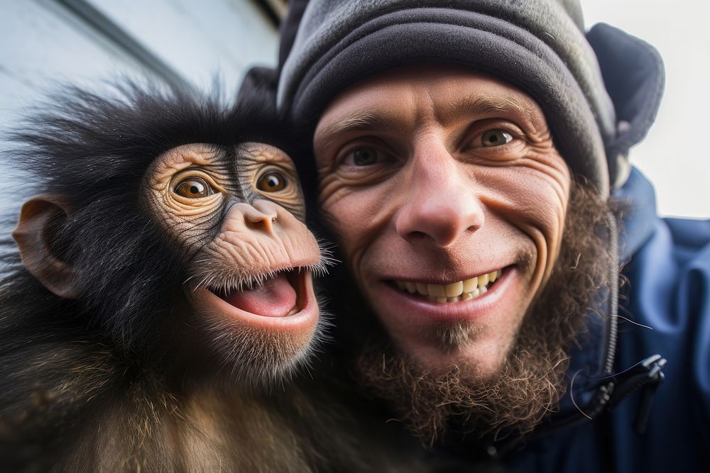 man and monkey animal wildlife | Free Photo - rawpixel