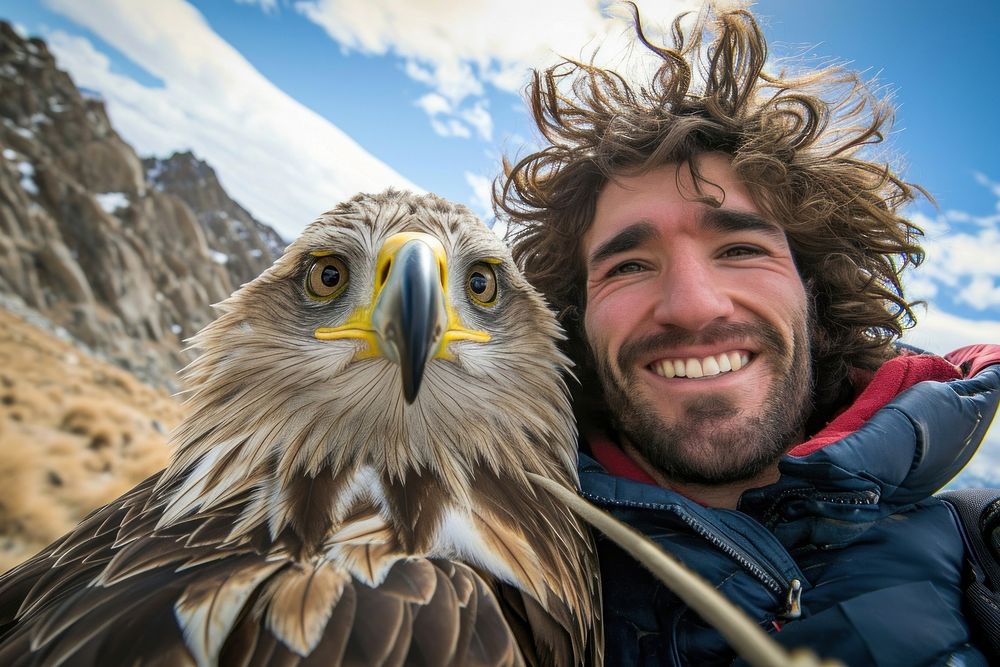 Eagle and man animal mountain | Free Photo - rawpixel