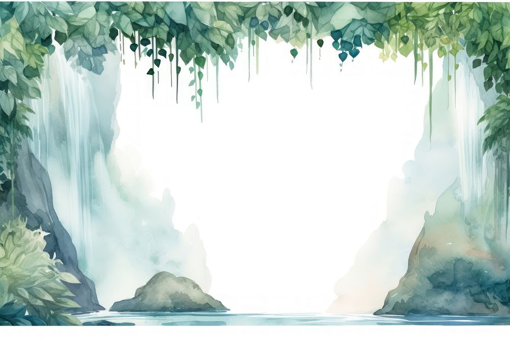 Waterfall border frame nature outdoors | Free Photo Illustration - rawpixel
