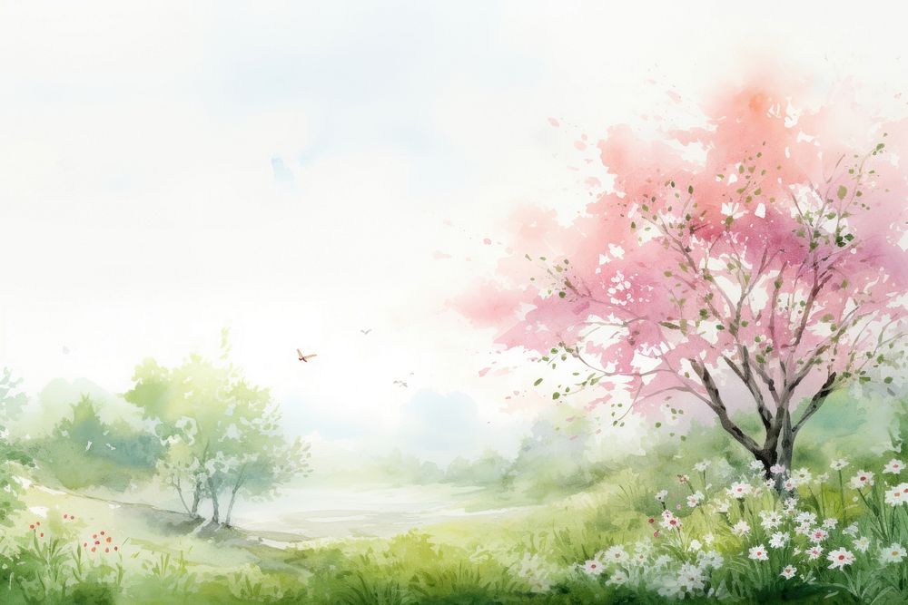 Spring life landscape outdoors painting. | Premium Photo Illustration ...