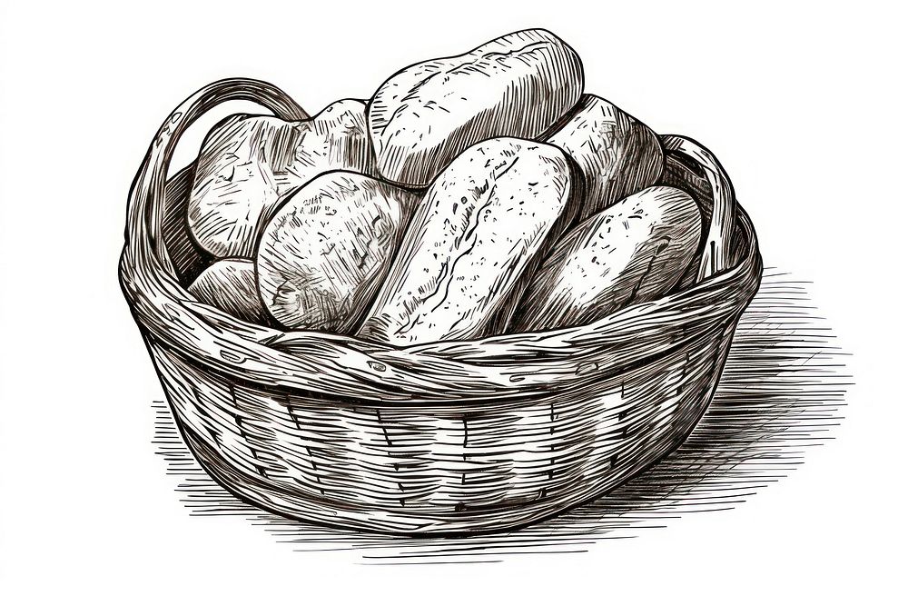 Basket breads drawing sketch food. | Premium Photo Illustration - rawpixel