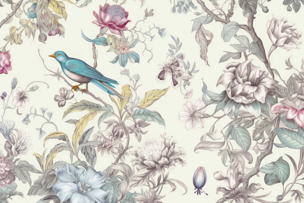 Birds and flowers wallpaper pattern | Premium Photo Illustration - rawpixel