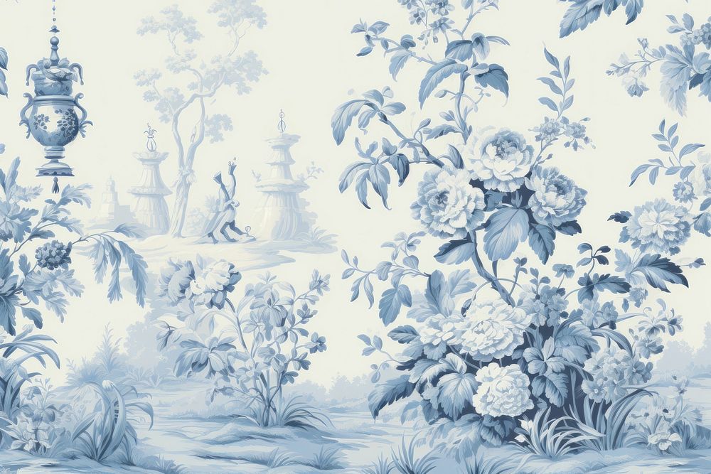 Flower garden wallpaper porcelain pattern. | Premium Photo Illustration ...