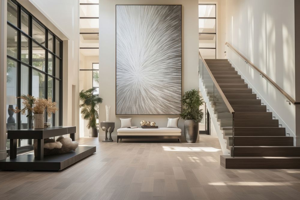 Foyer modern stair architecture building. | Premium Photo - rawpixel