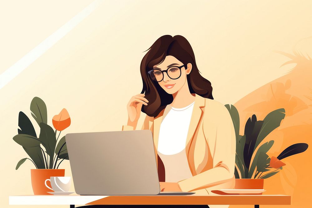 Laptop woman computer cartoon. | Free Photo Illustration - rawpixel