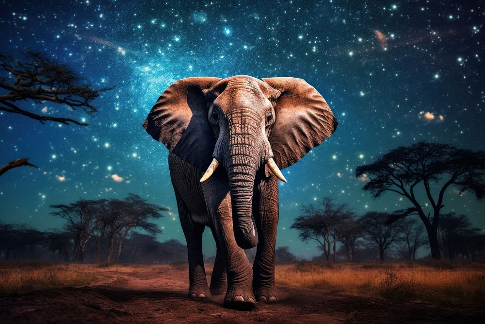 Elephant walking night wildlife outdoors | Free Photo - rawpixel
