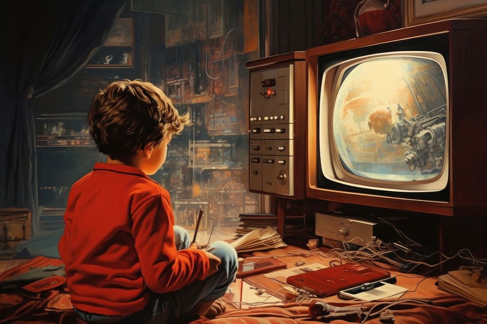 Television painting art architecture. | Premium Photo Illustration ...