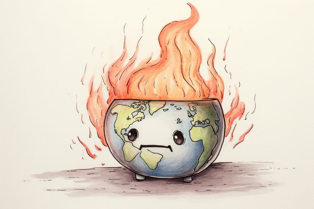 Globe fire drawing sketch art. | Premium Photo Illustration - rawpixel