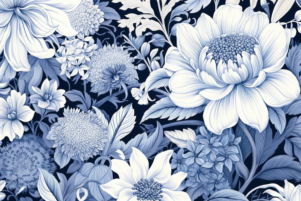 Blue floral pattern flower plant. | Premium Photo Illustration - rawpixel