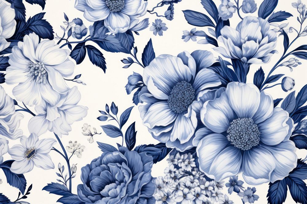 Blue floral pattern flower plant | Free Photo Illustration - rawpixel
