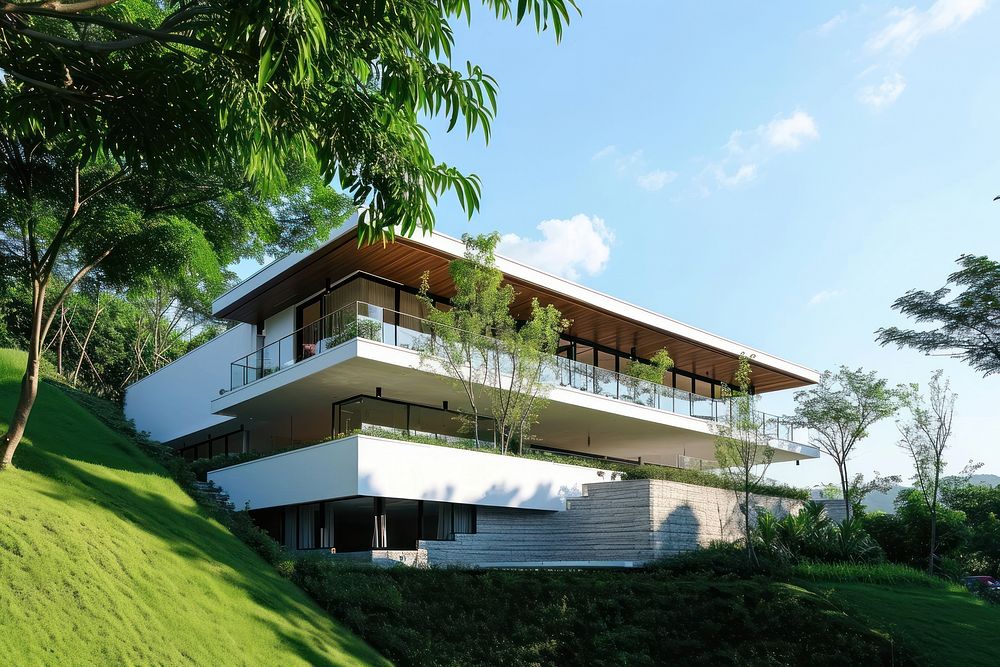 modern house hill architecture building | Premium Photo - rawpixel