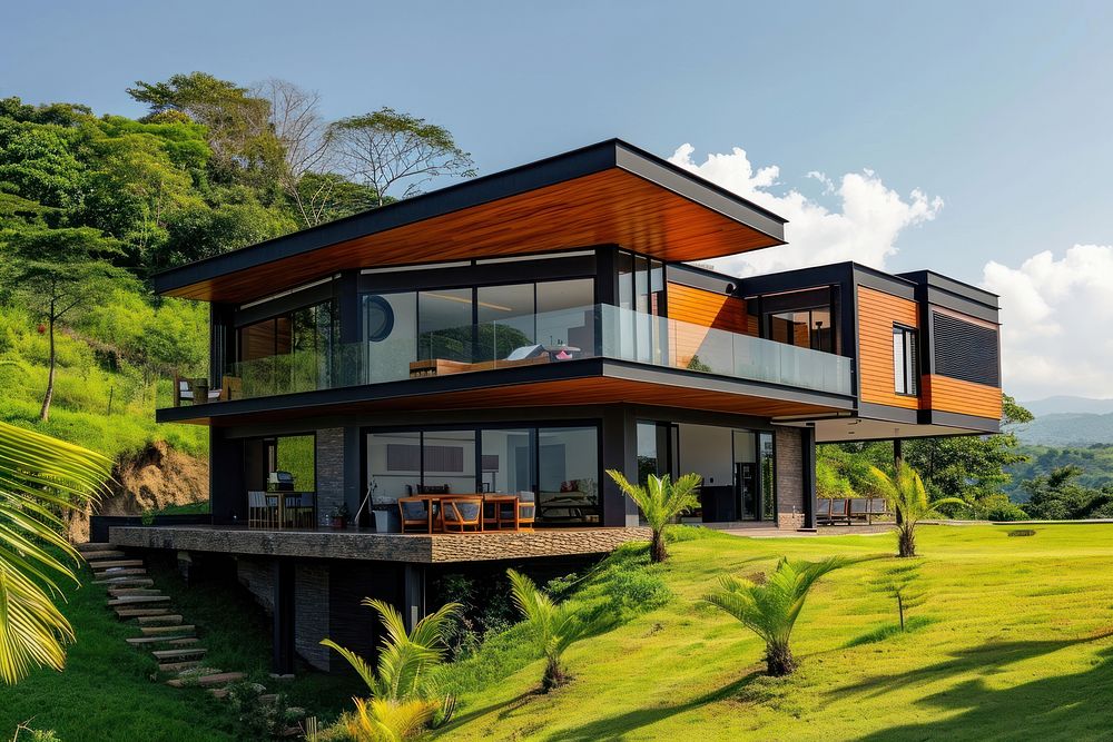 modern house hill architecture building | Free Photo - rawpixel